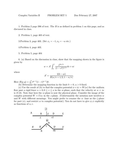 Complex Variables II PROBLEM SET Due February R