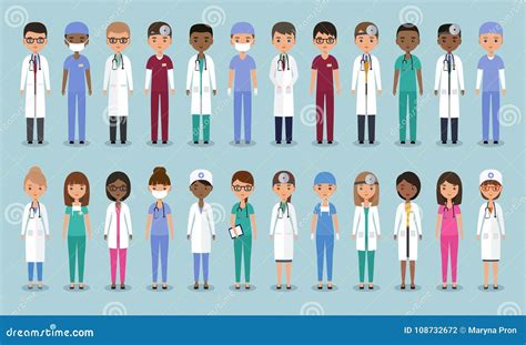 Doctors In Flat Design Animated Medical Characters Vector
