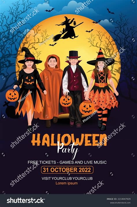 Happy Halloween Party Poster Vector Illustration Stock Vector Royalty