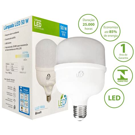 Lâmpada Led Super Bulbo 50w Alta Potência Branco Frio 6500k Submarino