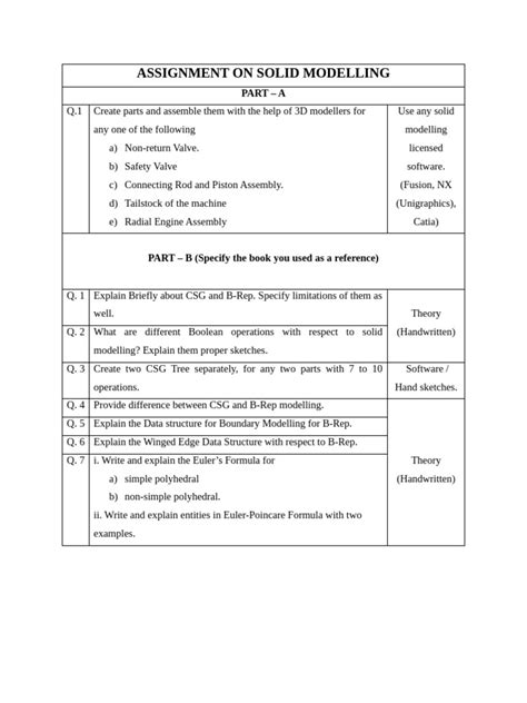 Solid Modelling Assignment Pdf