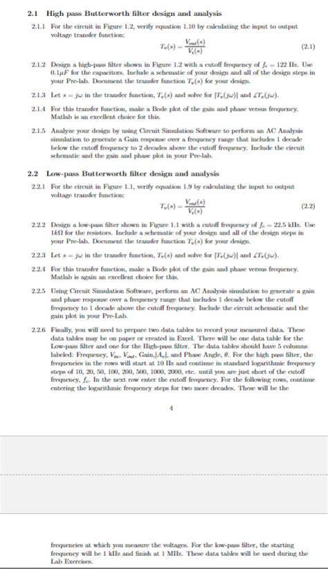 Solved 2 1 High Pass Butterworth Filter Design And Analysis Chegg