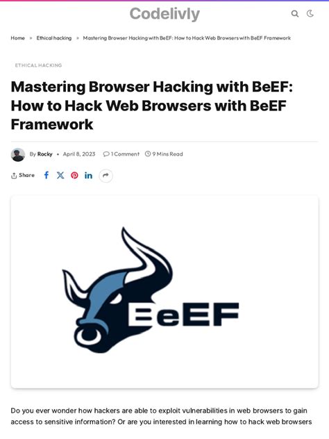 Mastering Browser Hacking With Beef How To Hack Web Browsers Wi Pdf World Wide Web
