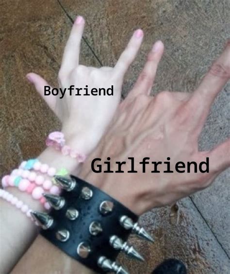 Babefriend And Girlfriend Meme Rocker GF And BF Hands Know Your Meme