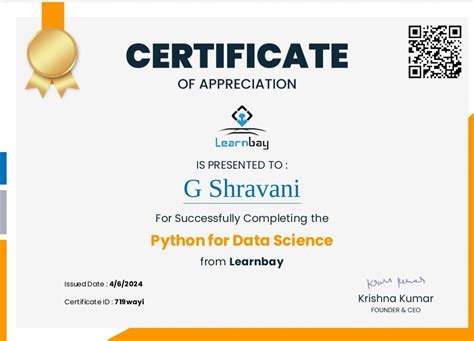 G Shravani On Linkedin Learnbay Python Datascience Learnbay Pythonfordatascience
