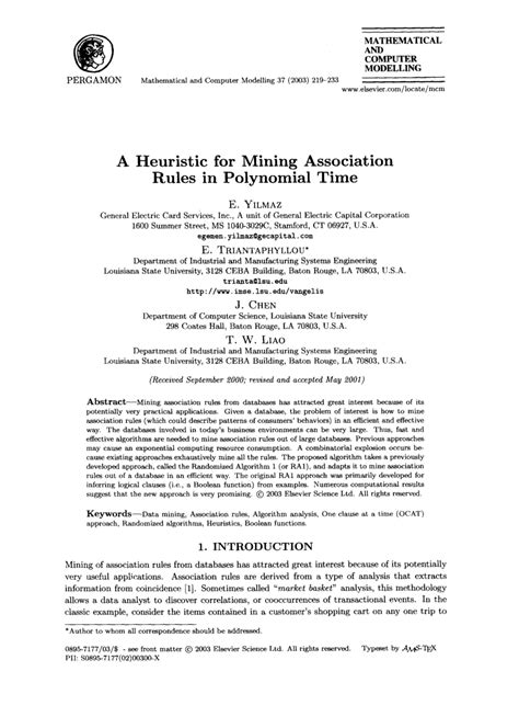 Pdf A Heuristic For Mining Association Rules In Polynomial Time