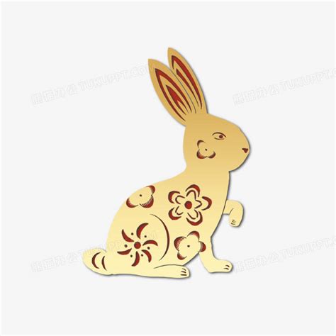 金色新年兔年兔子装饰精美PNG图片素材下载 兔子PNG 熊猫办公