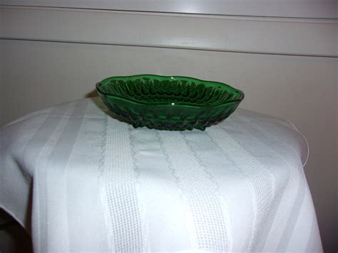 Vintage Emerald Green Glass Footed Dish Footed Bowl Etsy