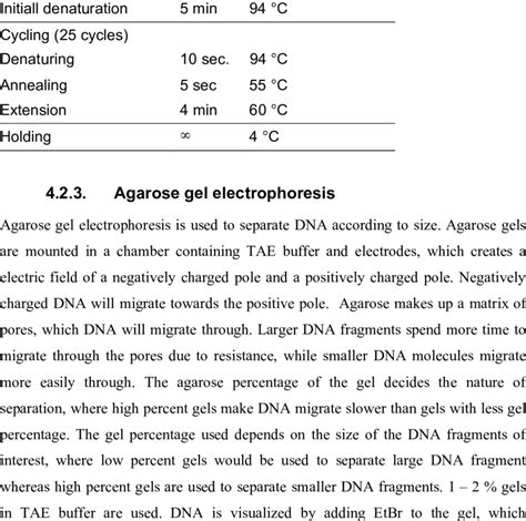 6 General Sequencing Thermocycler Programme Step Time Temperature