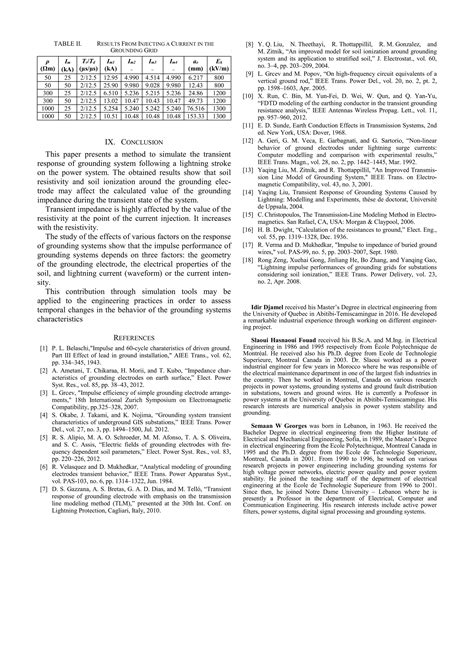 Transient Response Of Grounding Systems Under Impulse Lightning Current