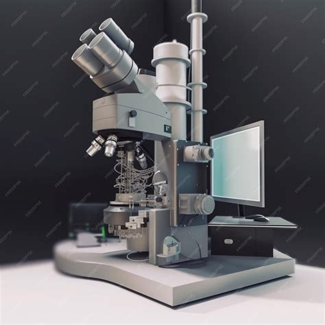 Premium Ai Image A Microscope With A Computer Monitor On It