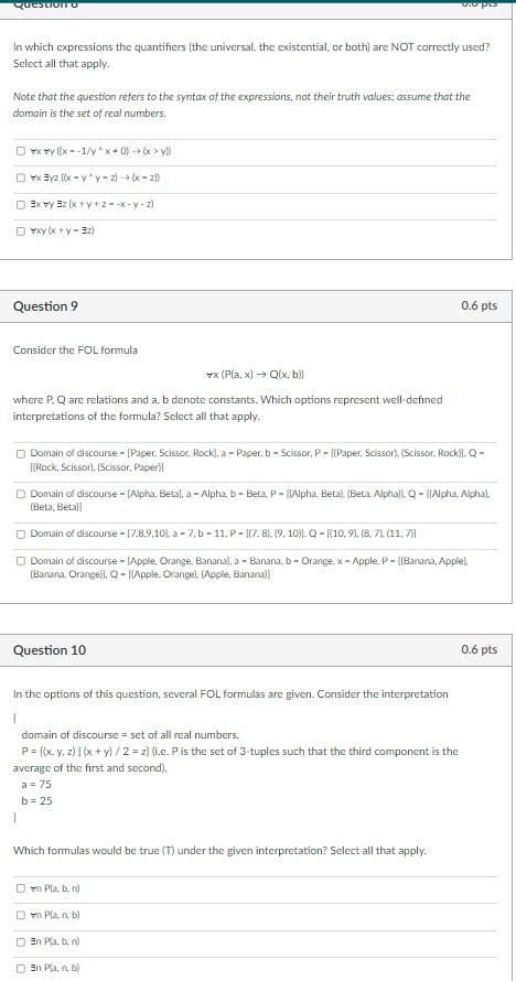 Solved In Which Expressions The Quantifiers The Universal