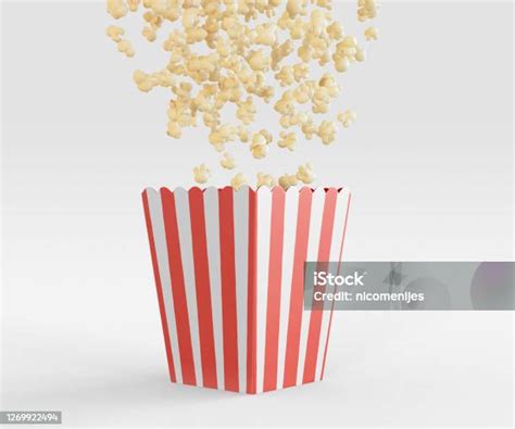 3d 일러스트레이션 빨간색 흰색 줄무늬 양동이에 팝콘 0명에 대한 스톡 사진 및 기타 이미지 0명 3차원 형태 가득 찬 Istock