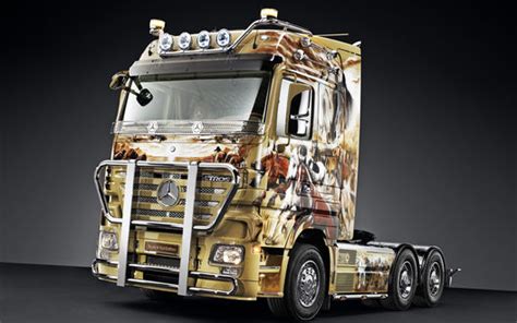 Обои на рабочий стол Черный грузовик Mercedes Benz Actros 1861 ...
