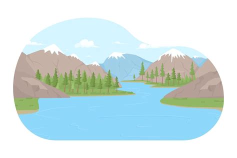 Mountain Islands Surrounded By Water 2d Vector Isolated Spot