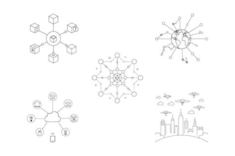Premium Vector Set Of Technology And Network Line Art Vector Illustrations