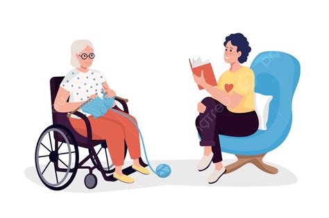 요양원 세미 플랫 컬러 벡터 문자 자원 봉사 반 클립 아트 노인 Png 일러스트 및 벡터 에 대한 무료 다운로드 Pngtree