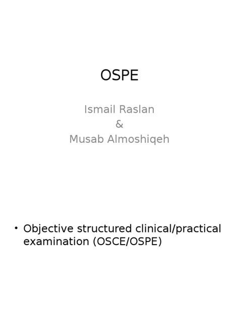 A Comprehensive Guide To Preparing For The Ospe Exam In The First Two