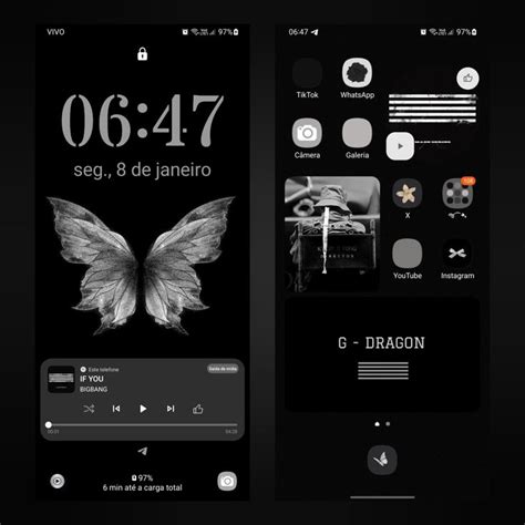 Layout Android Dark Ideias De Organização Iphone Ideias De Papel De