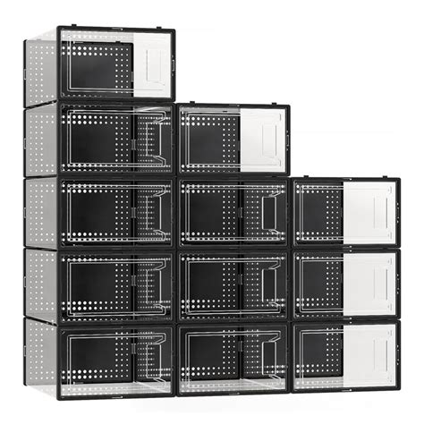 Rebrilliant 12 Pack Large Shoe Organizer Storage Boxesshoe Boxes Clear
