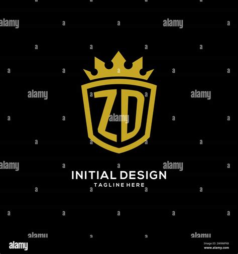 Initial Zd Logo Shield Crown Style Luxury Elegant Monogram Logo Design
