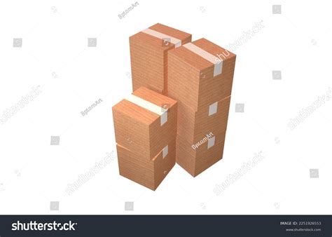 Cardboard Boxes D Model Render Image Stock Illustration Shutterstock