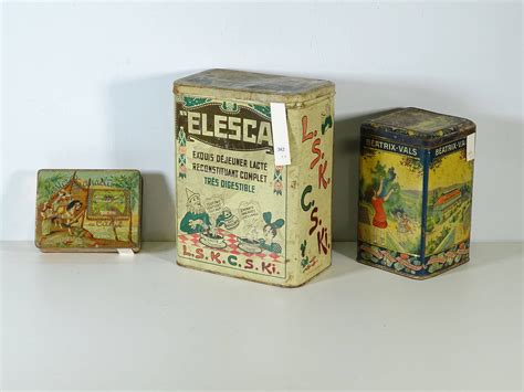 Elesca « L S K C S Ki Grande Boîte En Tôle Lithographiée à Nettoyer Restes Dadhésif