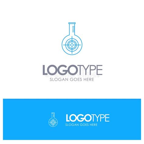 Chemical Flask Reaction Lab Target Blue Outline Logo With Place For