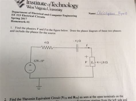 Solved Find The Phasors V And I In The Figure Below Draw The Chegg Com