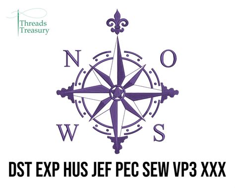 Compass Rose Embroidery Pattern Nautical Compass Machine Embroidery