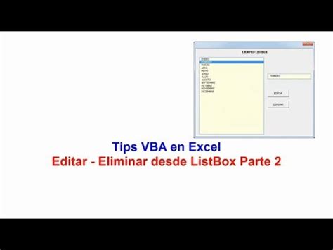 Editar Eliminar Desde ListBox Tips VBA En Excel YouTube