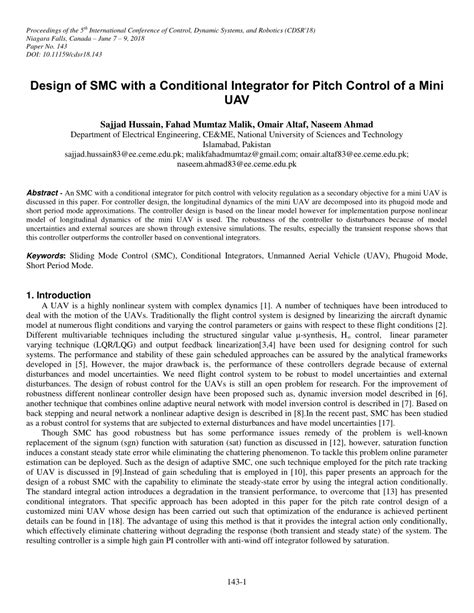 pdf design of smc with a conditional integrator for pitch control of