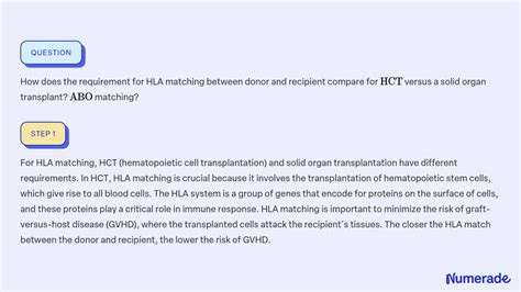 Solvedhow Does The Requirement For Hla Matching Between Donor And