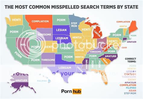 Pornhub Releases Map Of Most Commonly Misspelled Porn Search Terms O