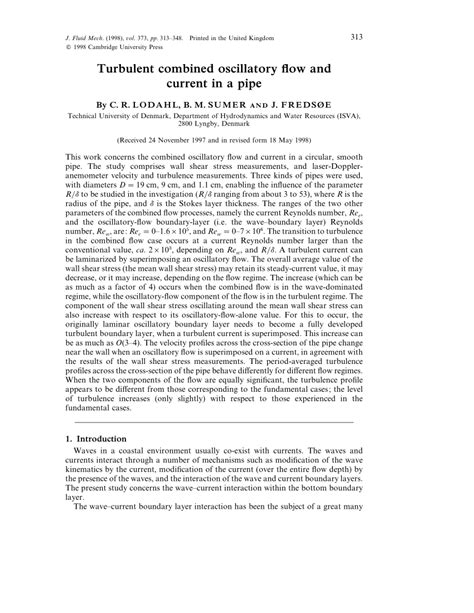Pdf Turbulent Combined Oscillatory Flow And Current In A Pipe