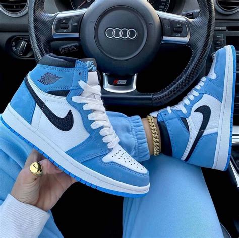 Custom Air Jordan 1 University Blue Sneakers Shedp White Nike Shoes