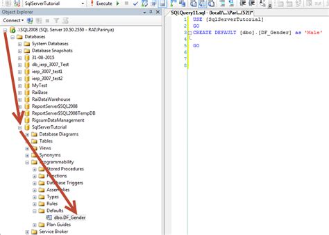 Microsoft Sql Server How To Create Default