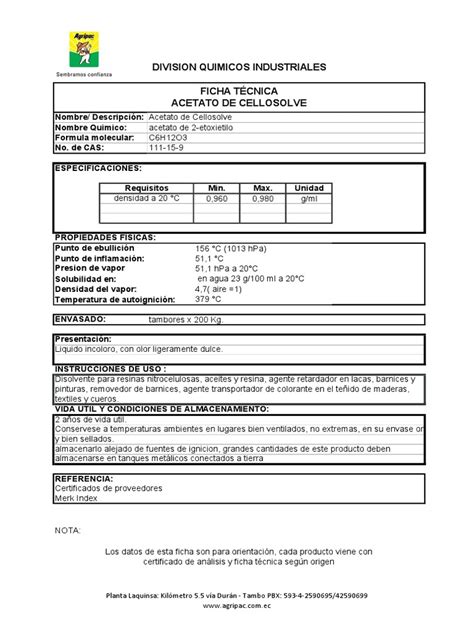 Acetato Cellosolve Pdf