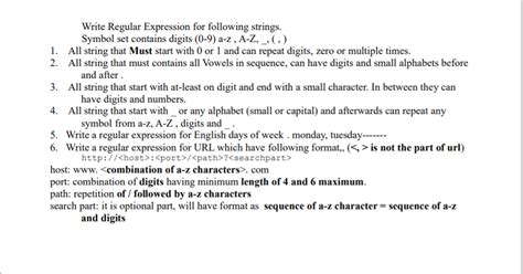 Solved Write Regular Expression For Following Strings