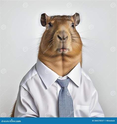 Ai Generated Illustration Of A Capybara Wearing A Checked Tie With A