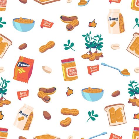 Premium Vector Seamless Pattern With Peanut Foods Arranged In A