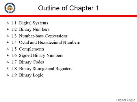 Digital Logic Design I Chapter 1 Digital Systems