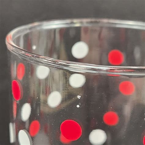 Libbey Dining Vintage Libbey Red Striped And Polka Dots Tom Collins