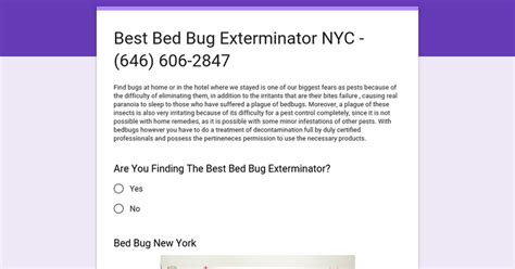 Best Bed Bug Exterminator Nyc 646 606 2847