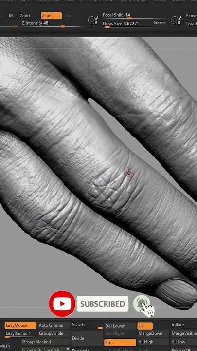 Sculpting Detail In Zbrush So Cool🤩 Zbrush 3dmodeling Pankarts 3dsculpting Youtube