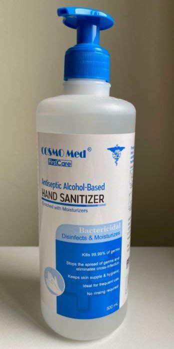 Cosmo Med Antiseptic Hand Sanitizer Alcohol Based 500m With Pump