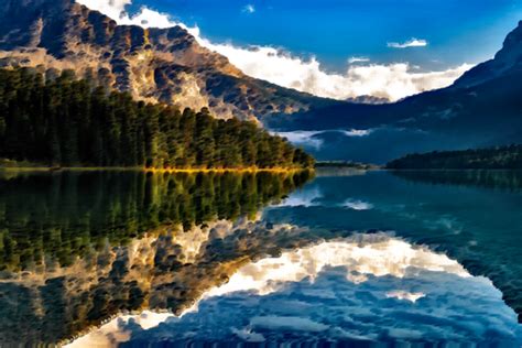 Surreal Canadian Lake Public Domain Vectors