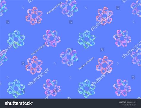 Back School Seamless Cartoon Atom Pattern Stock Illustration 2196909929