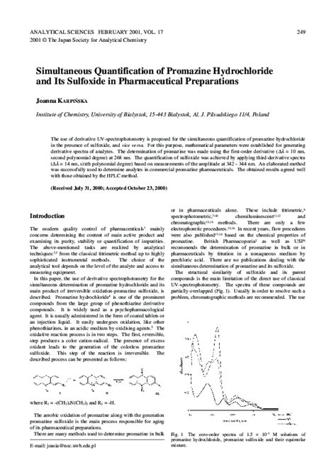 Pdf Simultaneous Quantification Of Promazine Hydrochloride And Its