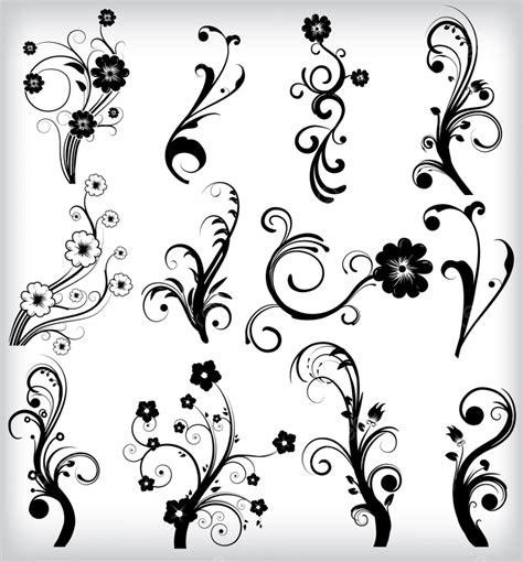 Beautiful Abstract Floral Elements For Design With Lots Of Leaves